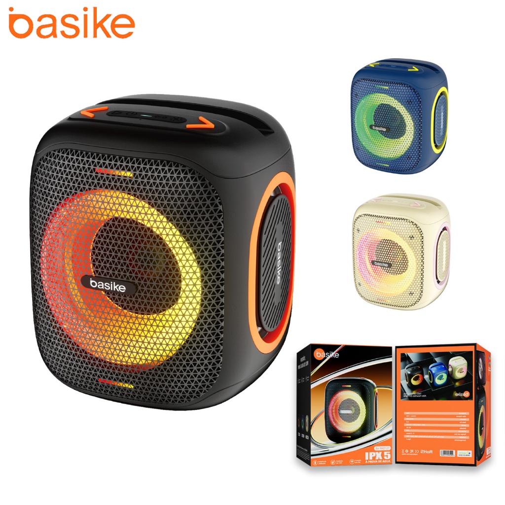 Basike Caixa De Som Portátil Bluetooth HiFi Subwoofer Tws1+1 Ipx5 Com Rgb/FM Speaker RAD127 ...