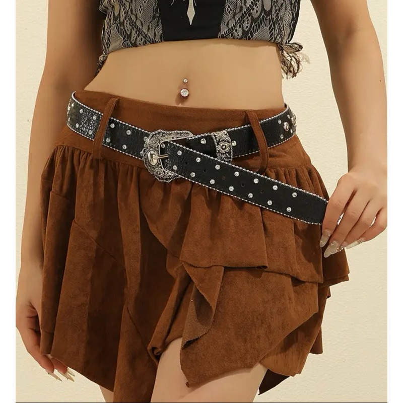 Cinto Y2K clássico de boho com strass brilhante na moda feminino punk ...