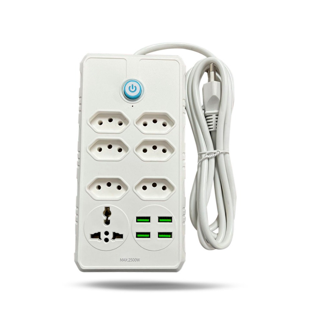 Extensão Elétrica 7 Tomadas Régua Bivolt C/ 4 Usb Cabo 2m | Shopee Brasil