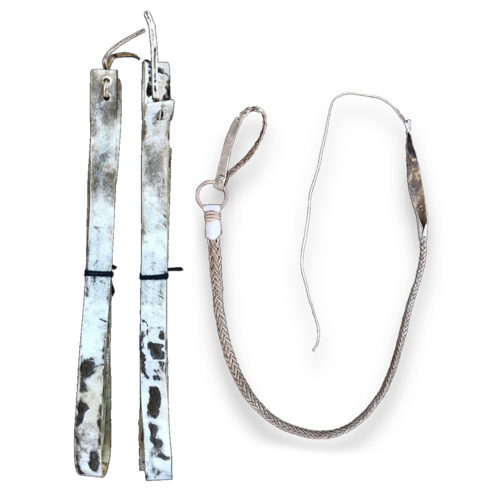 Kit Chicote Reio Trançado Couro Cru Reforçado Que Estrala E Par De ...