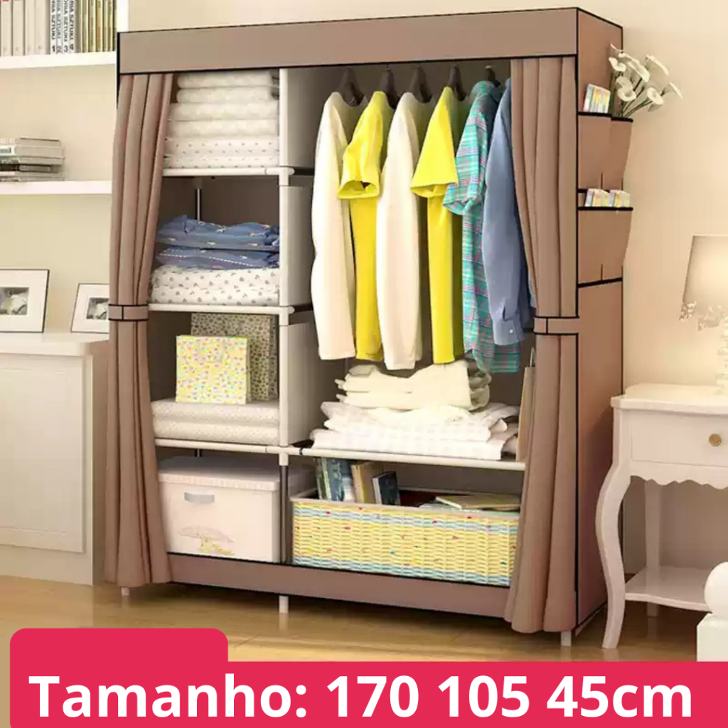 Guarda Roupa Dobrável Organizador Roupa Portátil Armário Resistente ...