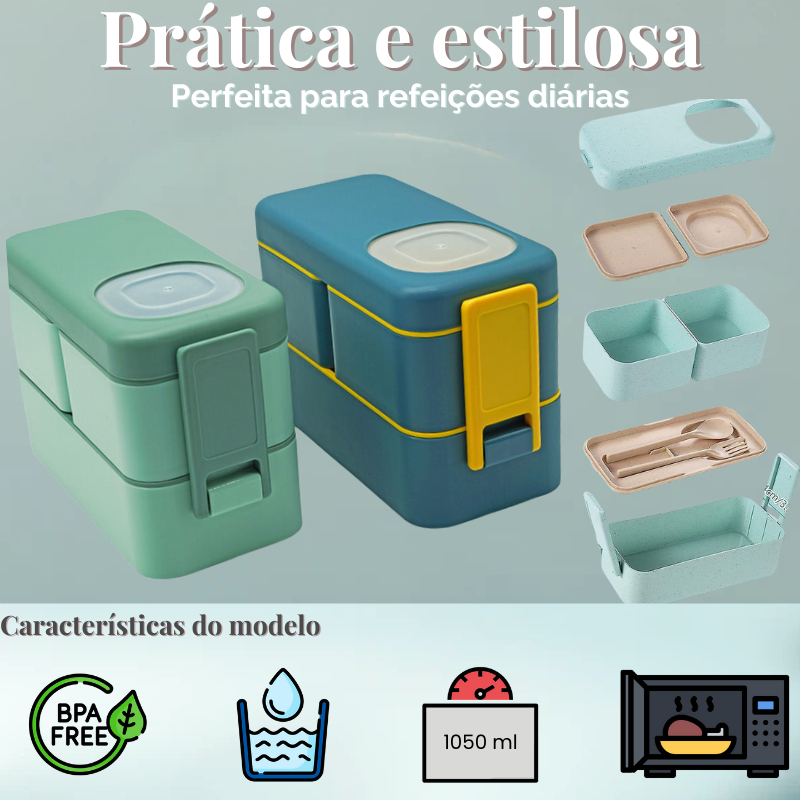 Marmita Original Lunch box Yakada Mod24-25 Com Pote e Divisória 1050ml ...