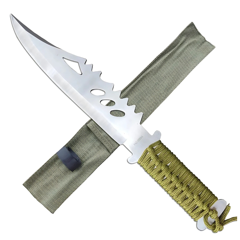 Faca Rambo Militar Tático Artesanal Serrilhado Aço 440 Paracord Com ...