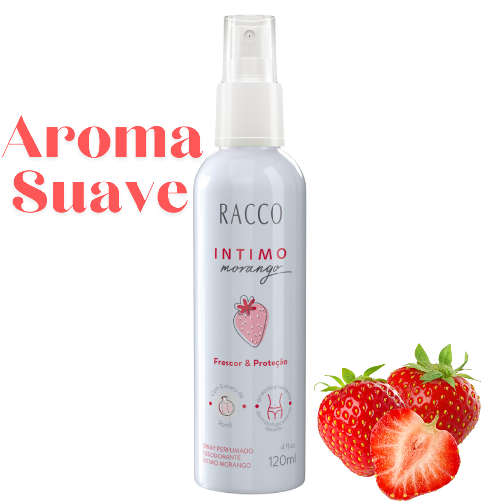 Spray Desodorante Perfumado Íntimo Morango Racco 120ml Desodoriza ...