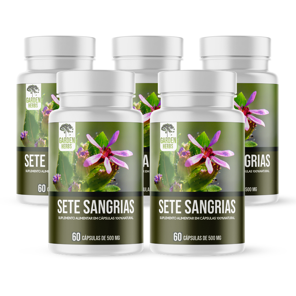 Sete Sangrias ( Extrato 100% Puro ) 500 Mg - 60 cápsulas - Kit 5 Unidades | Shopee Brasil