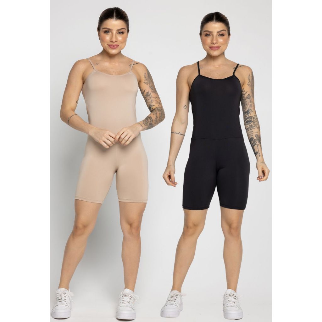 Kit 2 Macaquinho Feminino Modelador Liso Básico Segunda Pele Anágua ...