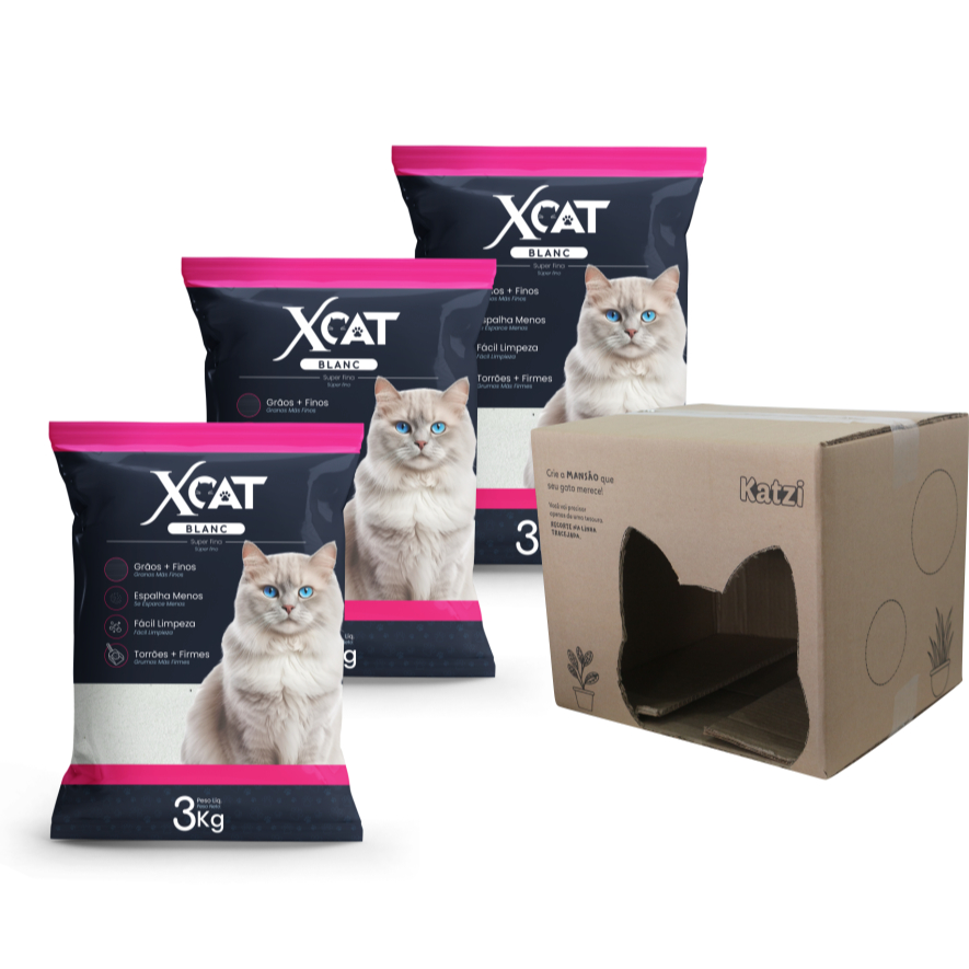 Kit 3 Unidades Areia Sanitária XCat Blanc + Caixa Interativa | Shopee ...