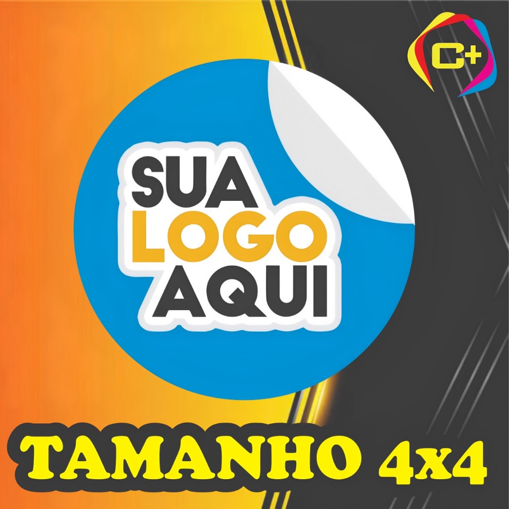 Adesivo Personalizado - Circular e Quadrado - Tamanho 4x4 cm (300 unidades) - Recorte Eletrônico ...