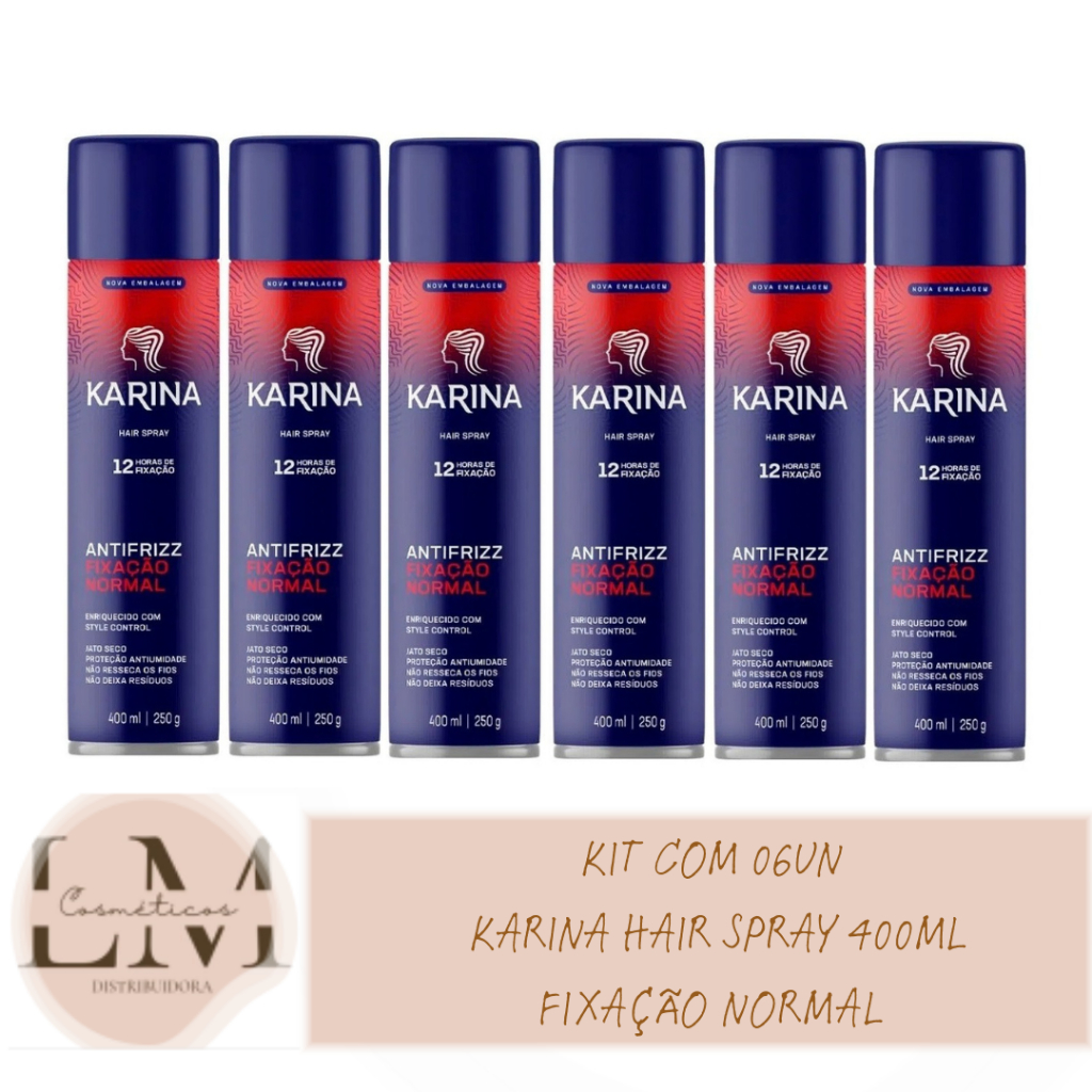 Kit com 06un Hair Spray Fixação Normal Karina 400ml | Shopee Brasil