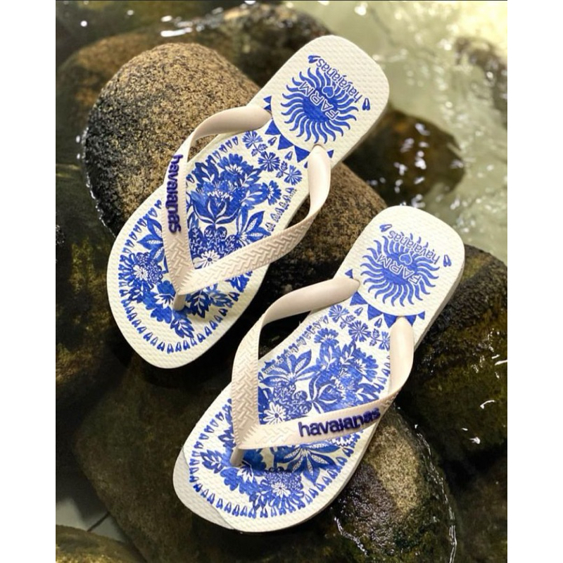chinelo tipo farm azul azulejo | Shopee Brasil