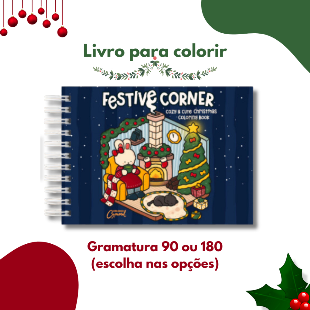 Livro de Colorir Festive Cormer Christmas - Caderno de colrir ...