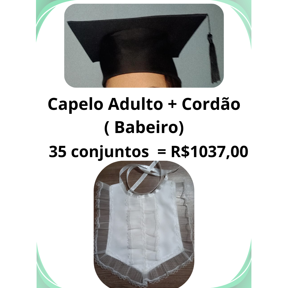 Capelo Formatura Adulto + Cordão 35 Conjuntos por R$ 1037,00 | Shopee ...