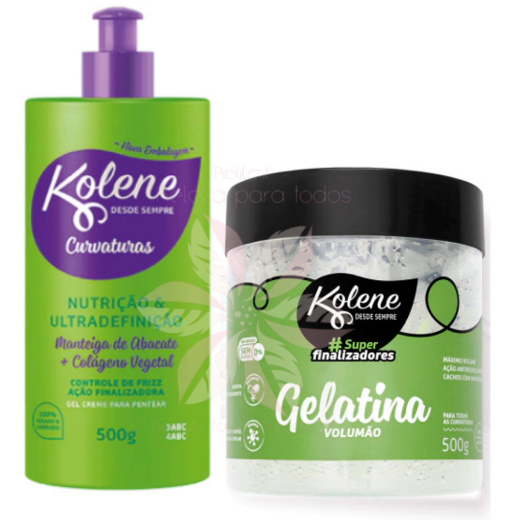 Kit Creme para Pentear Kolene Curvaturas 500ml + Gelatina Kolene ...