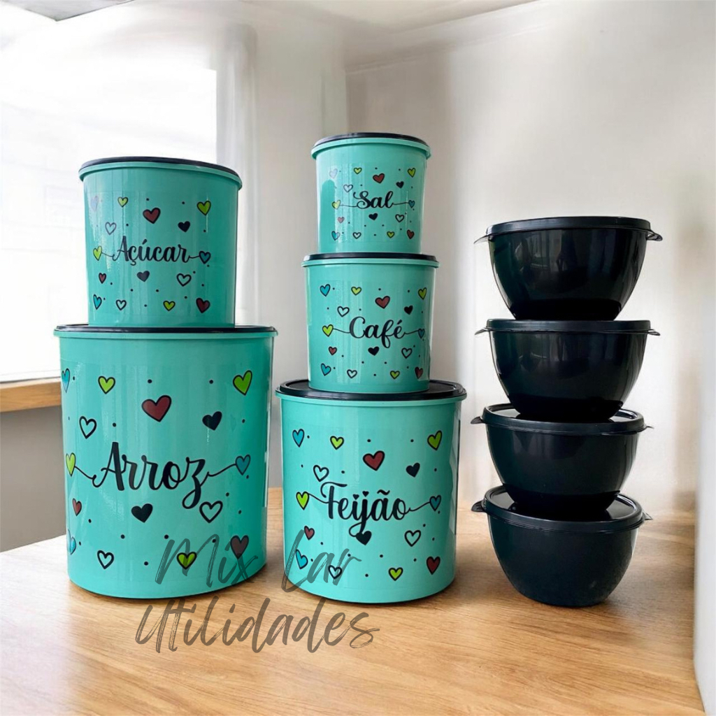 Kit Potes Para Mantimentos - 5 Potes De Mantimentos + 4 potes boll ...