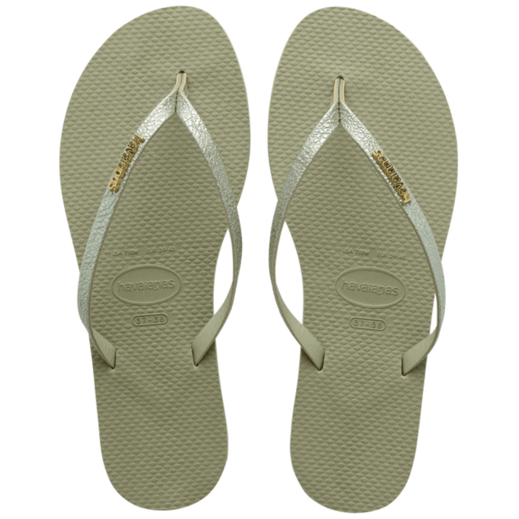 Rasteirinha Havaianas You Glitter Metallic Azul Preta Rosa Dourada ...