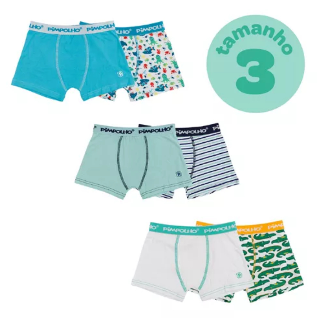 Kit Cueca Box Infantil Pimpolho Masculino 2 Peças - 3 ANOS | Shopee Brasil