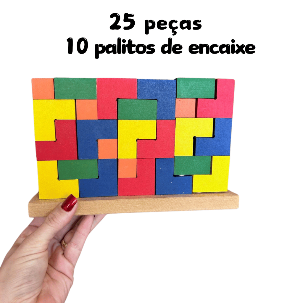 Tetris Empilhável de Madeira, Brinquedo Educativo Pedagógico de Montar ...
