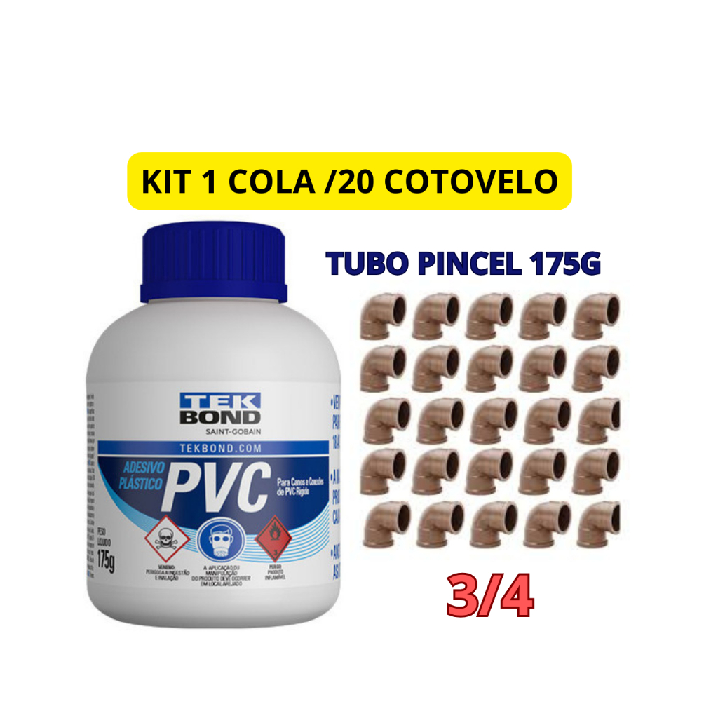 Cola Adesivo Plastico Pvc 175 G Tubo Com Pincel Tekbond-KIT COLA ...