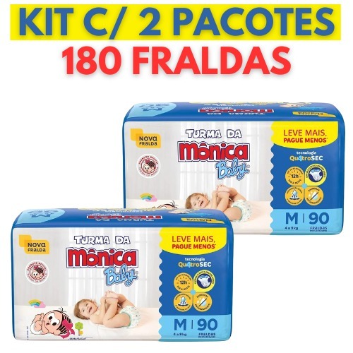 Kit com 2 Pacote de Fralda Turma da Mônica BAG Hiper Pacotão Tamanho M ...