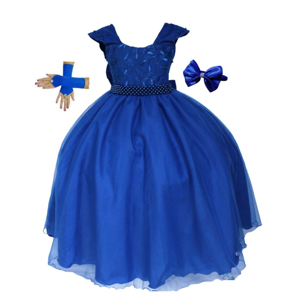 Vestido Infantil Azul Royal Luxo Formatura Casamento Festa | Shopee Brasil