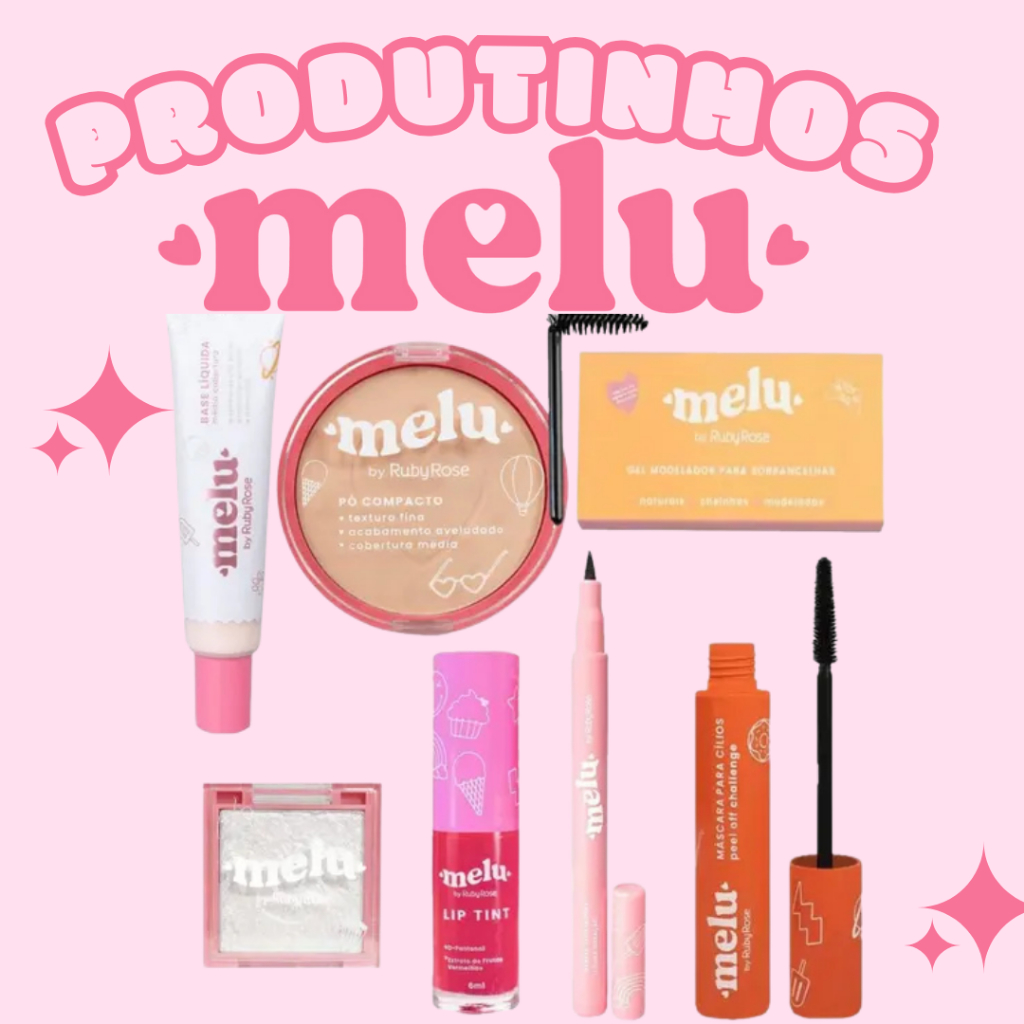 Produtos Maquiagem Melu - Esponja Fluffy Puff, Gel Sobrancelha Melu ...