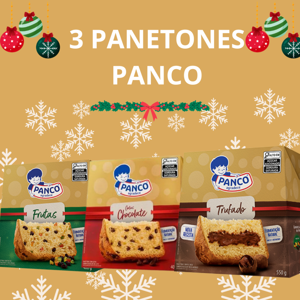 3 PANETONES PANCO (FRUTAS 400G,CHOCOLATE 400G E TRUFADO 550G) | Shopee ...
