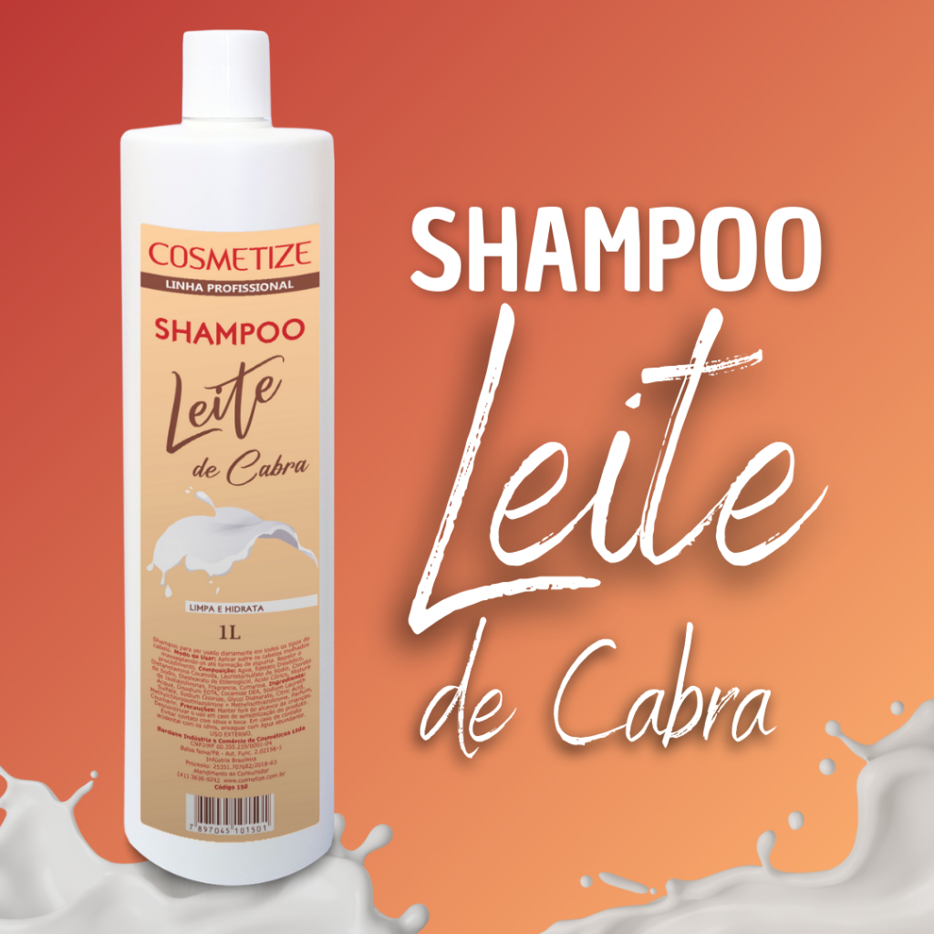 Shampoo Leite de Cabra Profissional 1L Cosmetize | Shopee Brasil