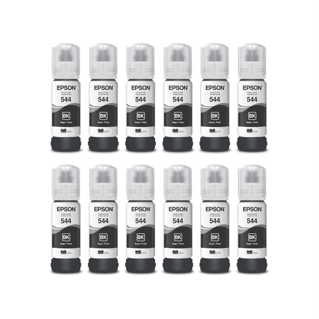 kit 12 refil tintas para epson original T544 L3110 L3150 L3250 PRETO | Shopee Brasil