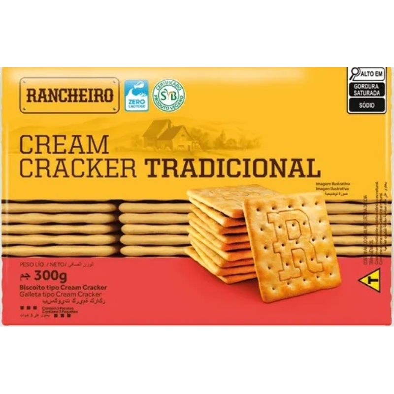Kit Combo com 3 Bolachas Rancheiro Cream cracker ZERO LACTOSE APLV VEGANO | Shopee Brasil
