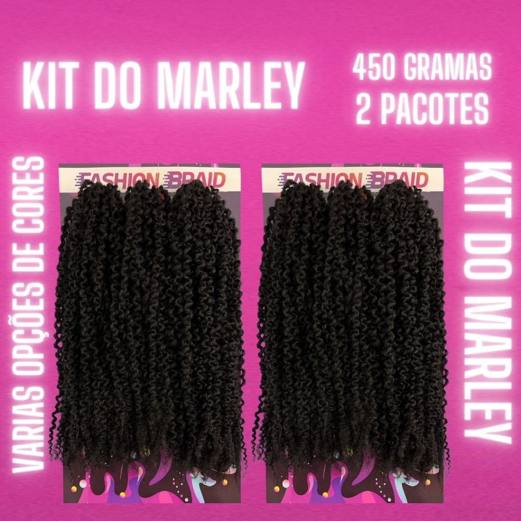 CABELO CROCHET MARLEY BRAID - 2 UNIDADES - FASHION BRAID - 45 CM - 450 ...