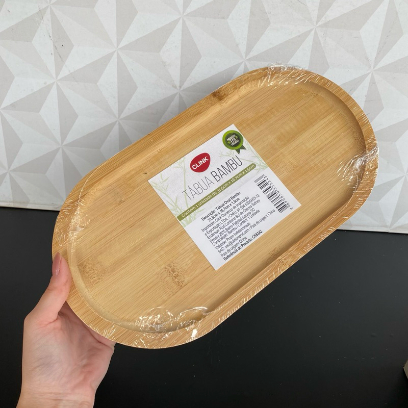 Bandeja oval de bambu grande 31,5cm multiuso para cozinha ou servir ...