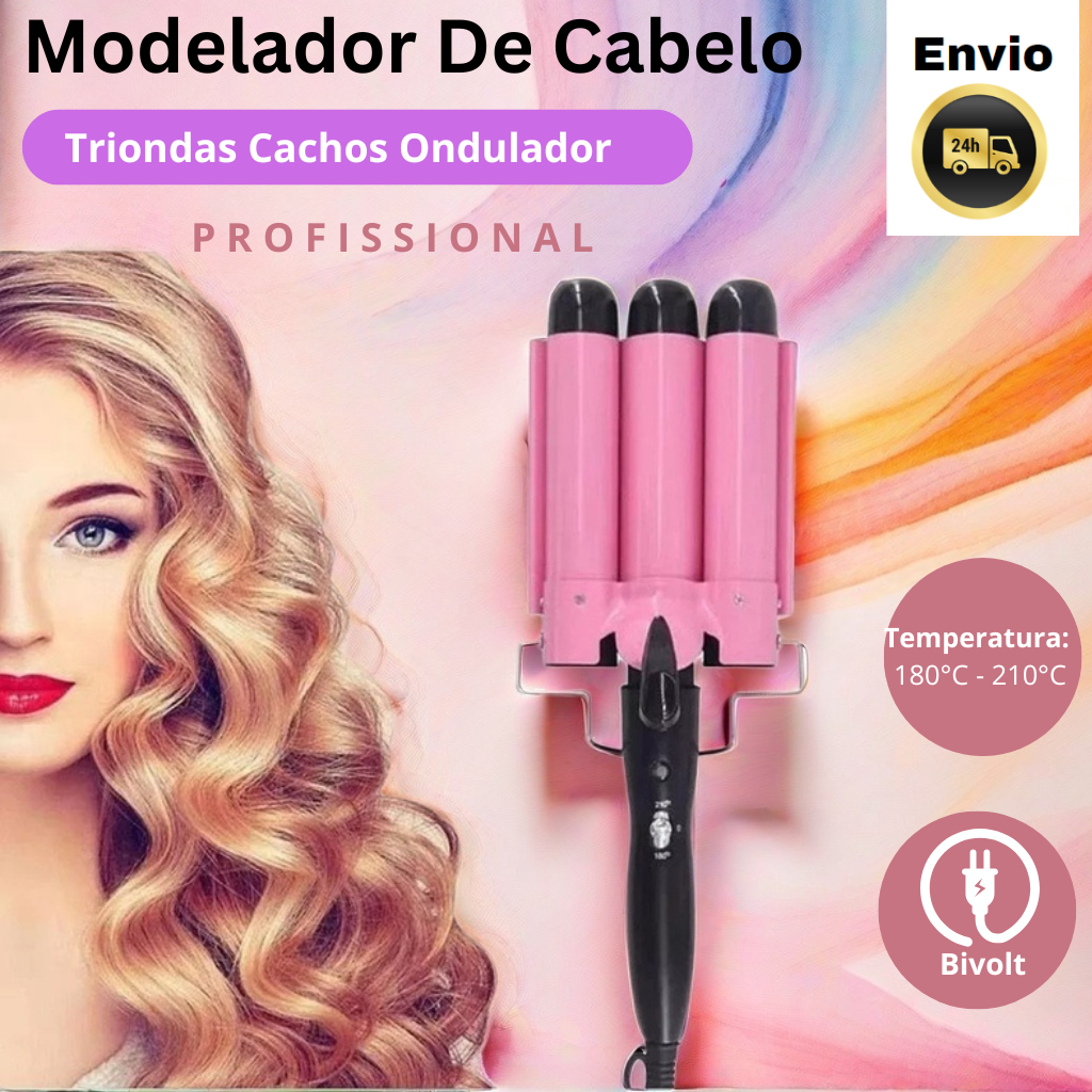 Modelador De Cabelo Triondas Cachos Ondulador Bivolt - A702 | Shopee Brasil