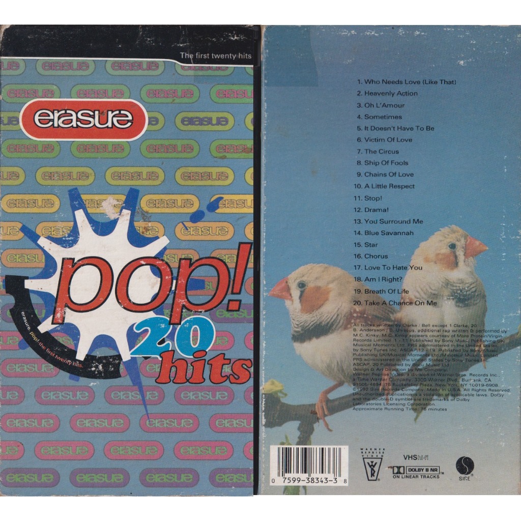 VHS ERASURE (1992) POP 20 HITS | Shopee Brasil