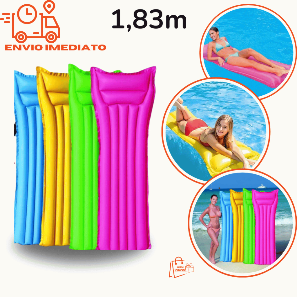 Boia Colchão Inflável 1.83m Piscina Praia Resistente Flutuante Para ...