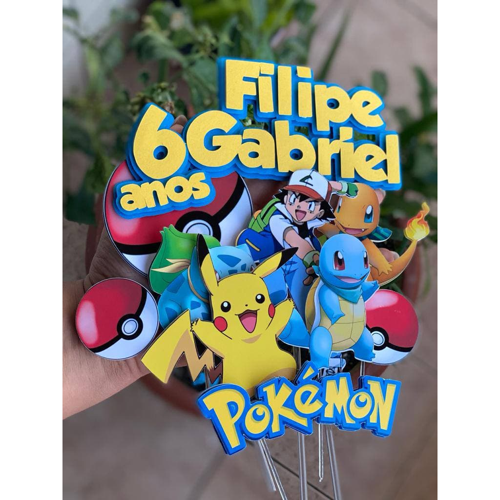 Topo /topper de bolo Pokémon 3d Personalizado | Shopee Brasil