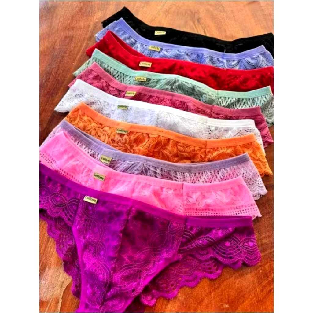 kit 5 Calcinha Fio Dental Renda Tanga Sexy Lingerie Feminina Moda Intima Sensual Atacado ...