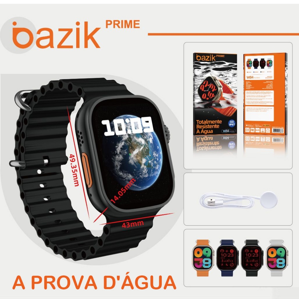 Bazik W84 Pro Max Relógio inteligente Smartwatch à prova d'água IP67 Bússola 2.2 Tela Grande ...