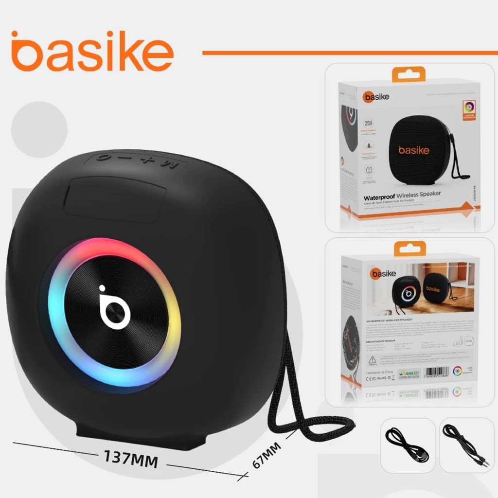 Basike Caixa de Som Portatil Bluetooth Subwoofer TWS Estéreo sem fio ...