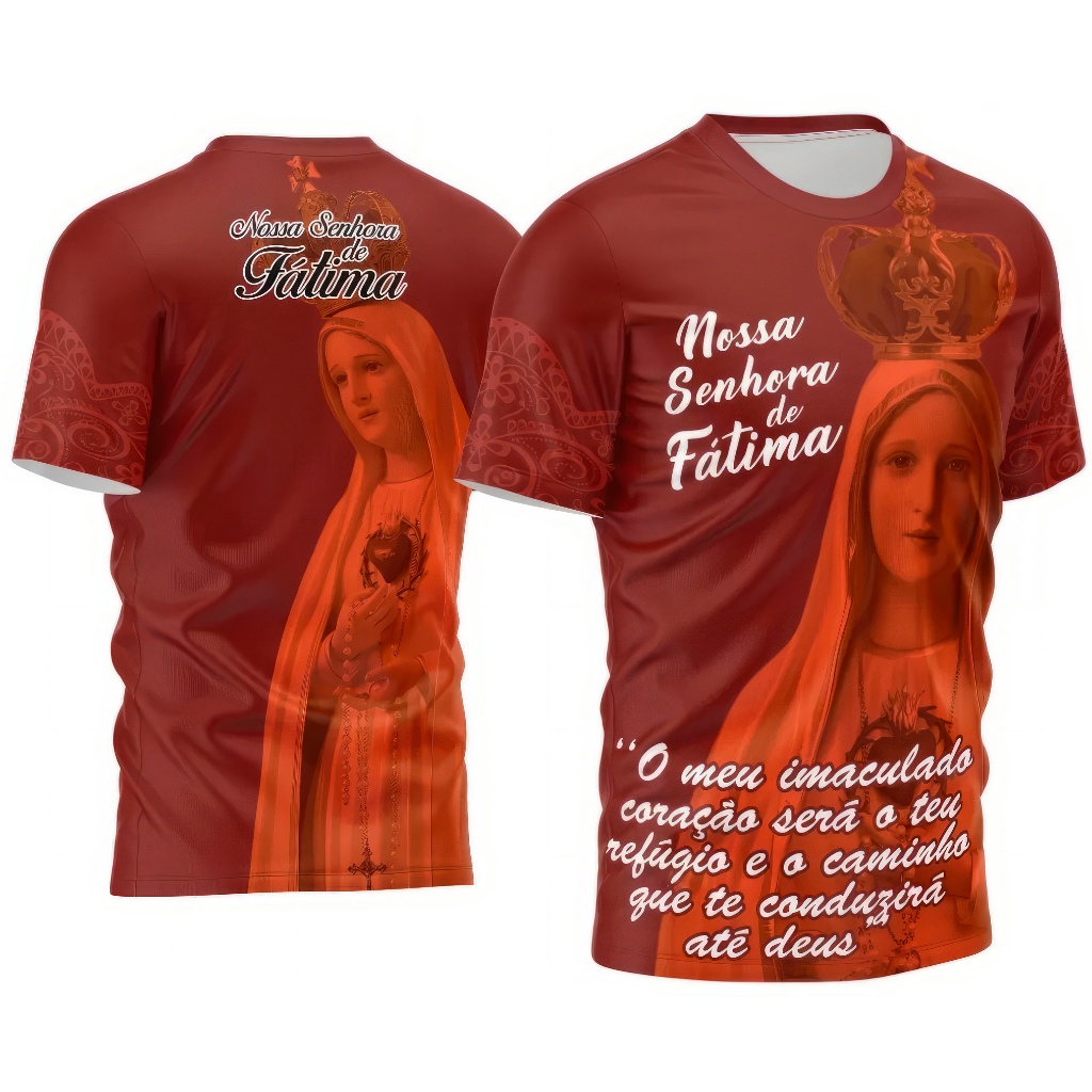Camiseta Nossa Senhora de Fátima Mod 05 | Shopee Brasil