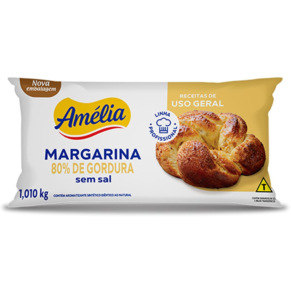 Margarina 80% Sem Sal Uso Geral Amélia 1,010kg | Shopee Brasil