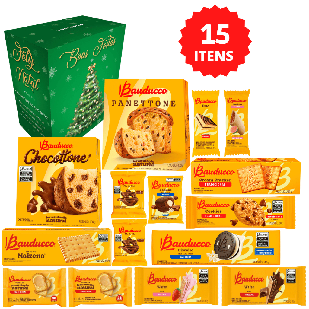 Cesta De Natal 15 Itens Bauducco Presente Panetone Chocotone Shopee