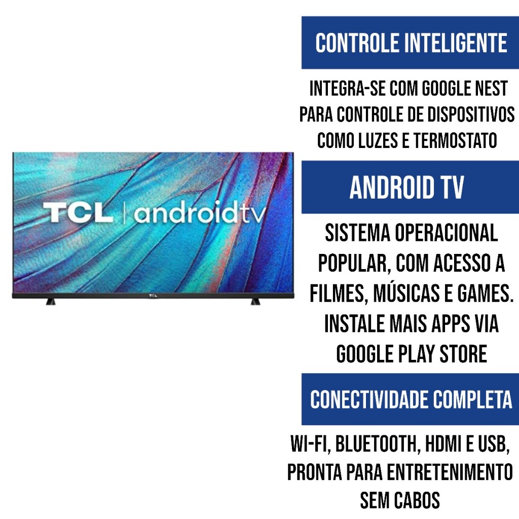 Smart TV Android 40p LED Full Hd Bluetooth HDR Wi-fi Tcl Bivolt ...