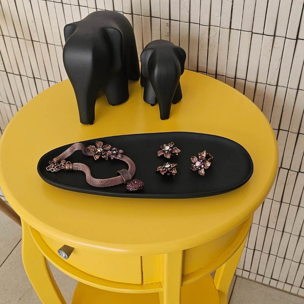 Bandeja Orgânica Lasca Decorativa em Cerâmica oval Porta Objetos ...