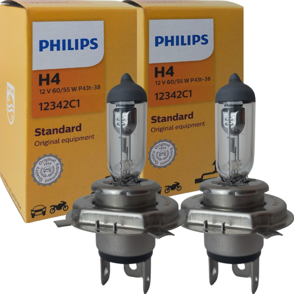 Par Lampada Philips Halogena H4 12v 60w/55w Standard | Shopee Brasil