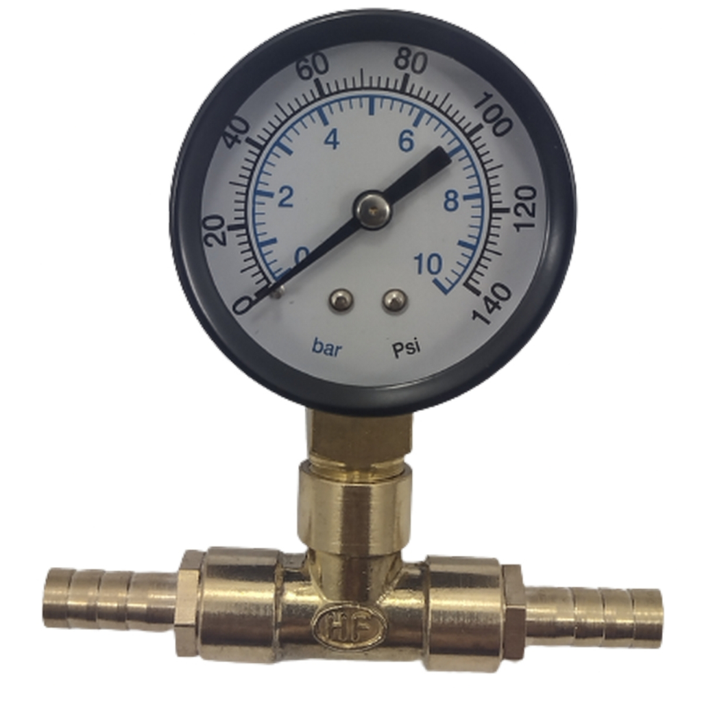 Manômetro conjunto Tee femea + Espigão material em latao cromado rosca ...