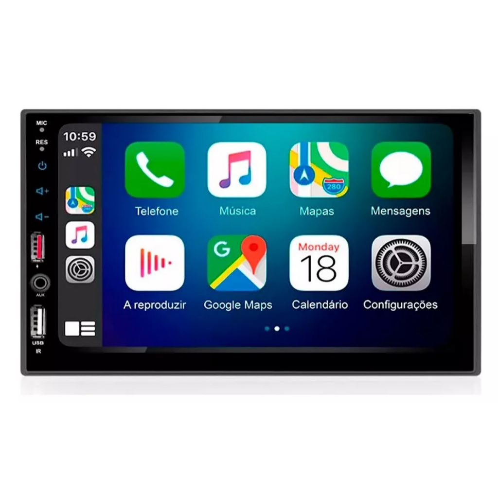 Carplay Android Auto Sem Fio Rádio Automóvel Multimídia 7 Pol Car play Automotivo Midia Mp5 ...