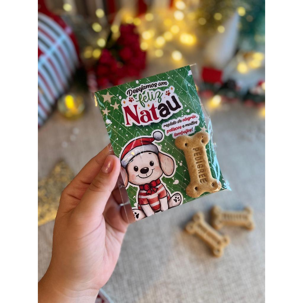 Cartão Lembrancinha Natal para Pet Shop 12 unidades (Petisco e saquinho ...