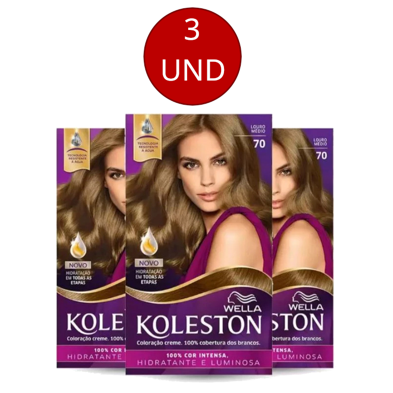 KIT WELLA KOLESTON 70 LOURO MEDIO 3 UND | Shopee Brasil