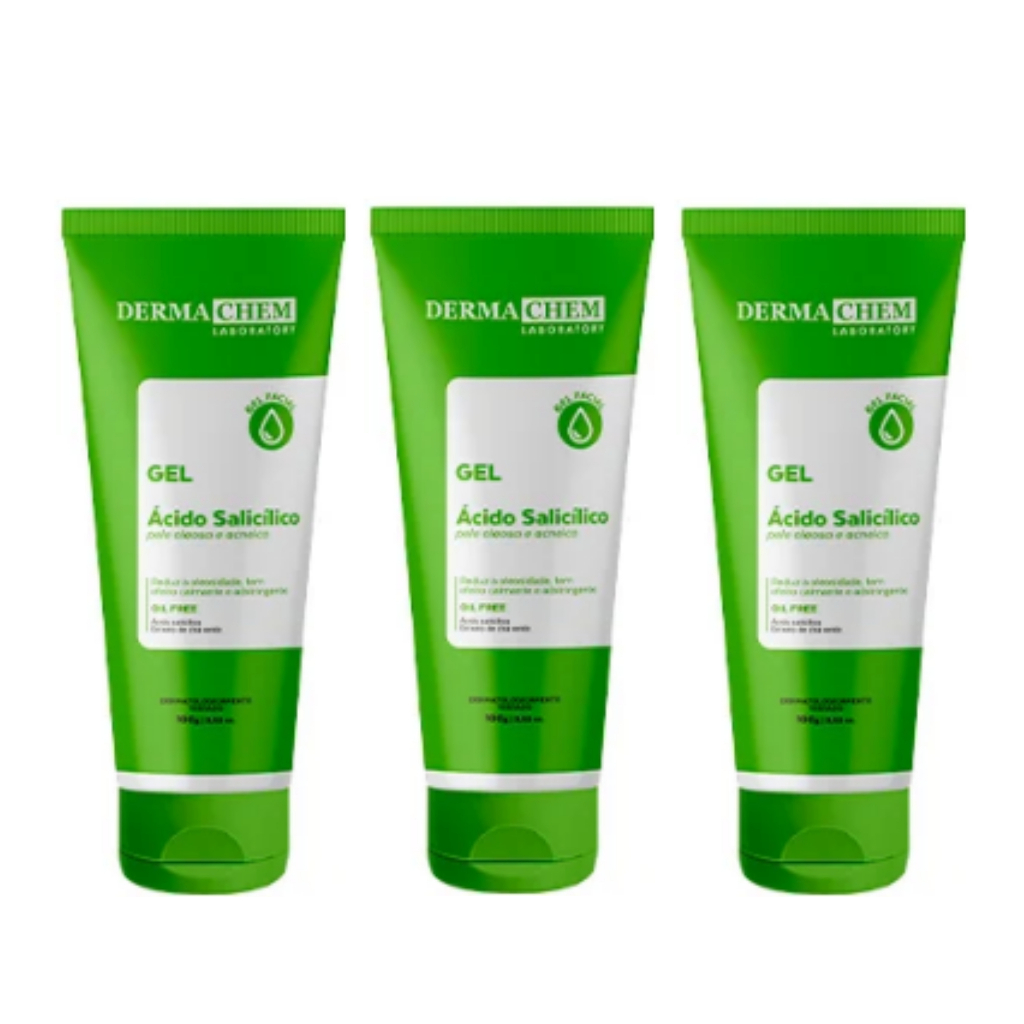 Kit Com 3 Gel Esfoliante Enzimático Pele Oleosa Dermachem 100G | Shopee ...