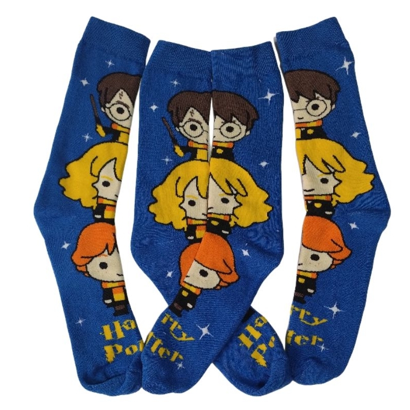 meia cano alto divertida harry Potter Azul | Shopee Brasil